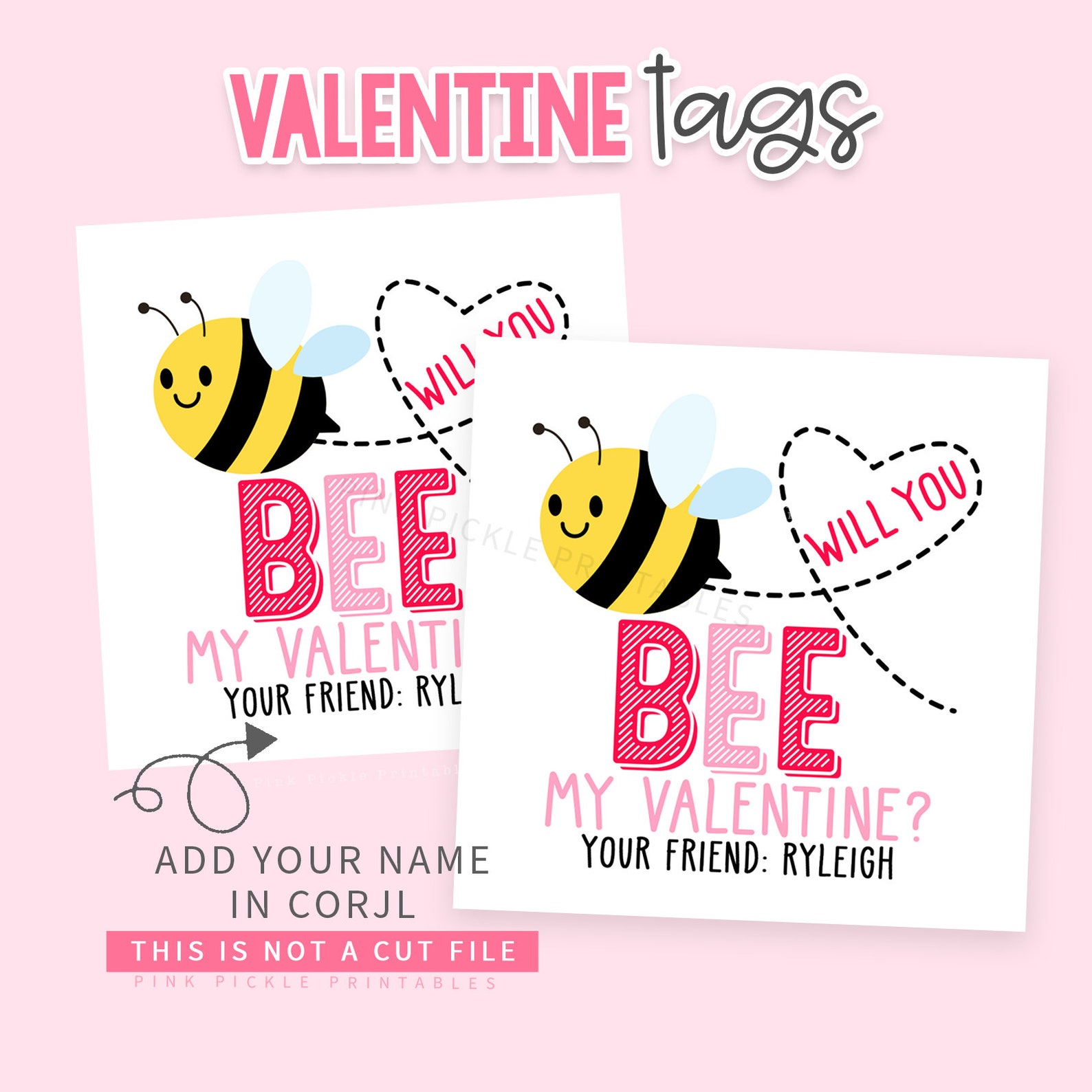 Printable Bee Mine Valentines Day Tag, Bumble Bee Valentine Exchange ...
