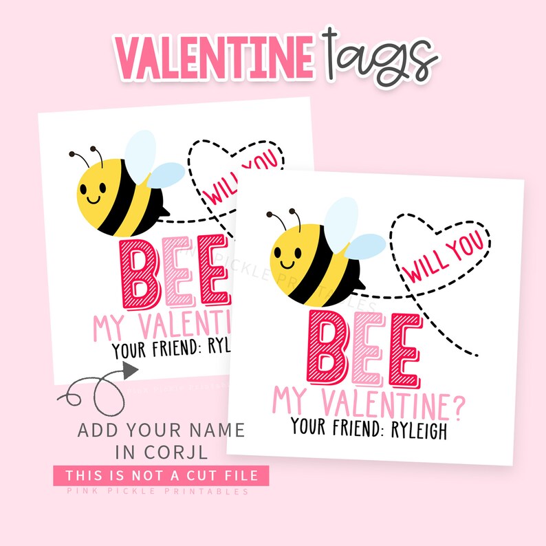 Printable Bee Mine Valentines Day Tag, Bumble Bee Valentine Exchange ...