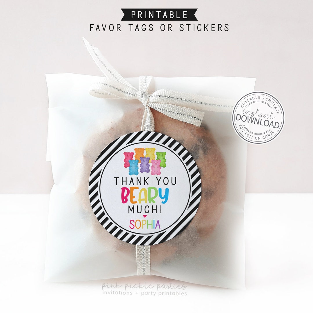 Gummy Bear Favor Tag, Gummy Bear Thank You Tag, Candy Tag, Candy Party ...