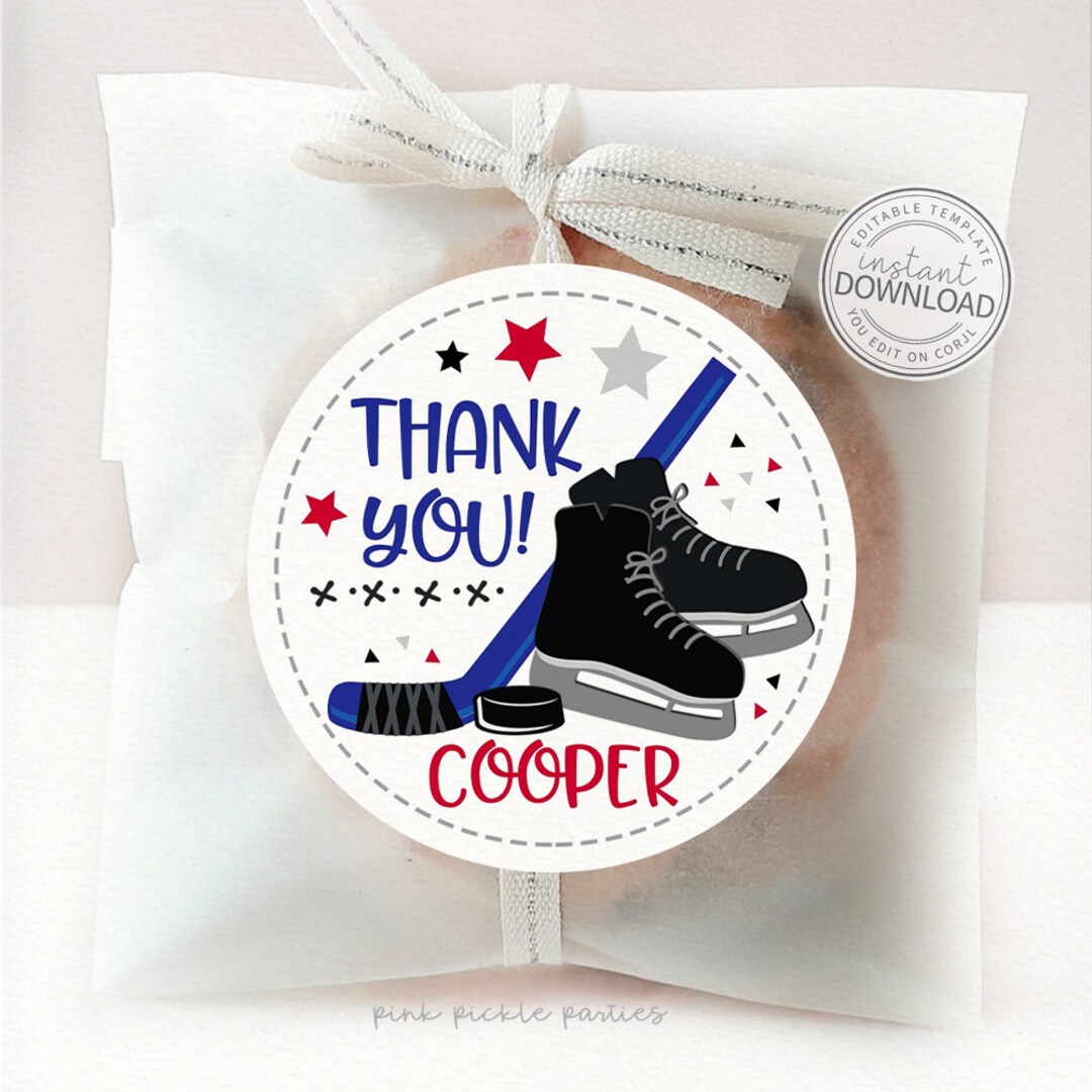 Editable Hockey Favor Tag, Hockey Thank You Tag, Hockey Gift Tag ...