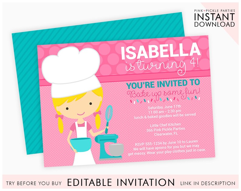Cooking Invitation Cooking Party Cooking Party Invitations | Etsy