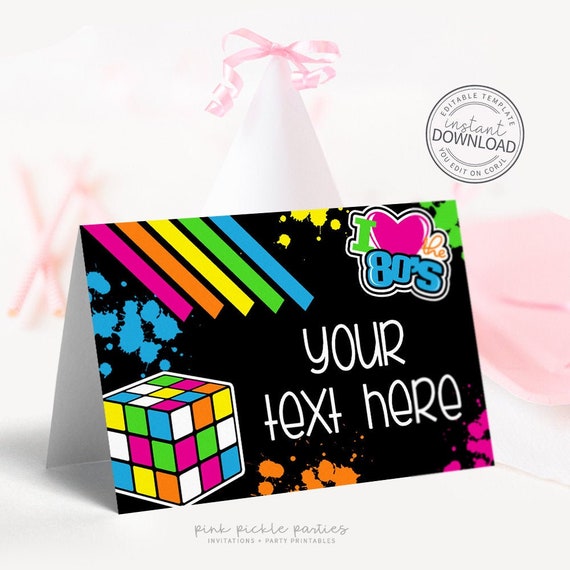 80s Printable Party Labels Back To The 90s Party Supplies，24 Pieces