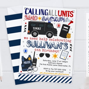 SWAT Invitation, Police Invitation, Police Birthday Invitation ...