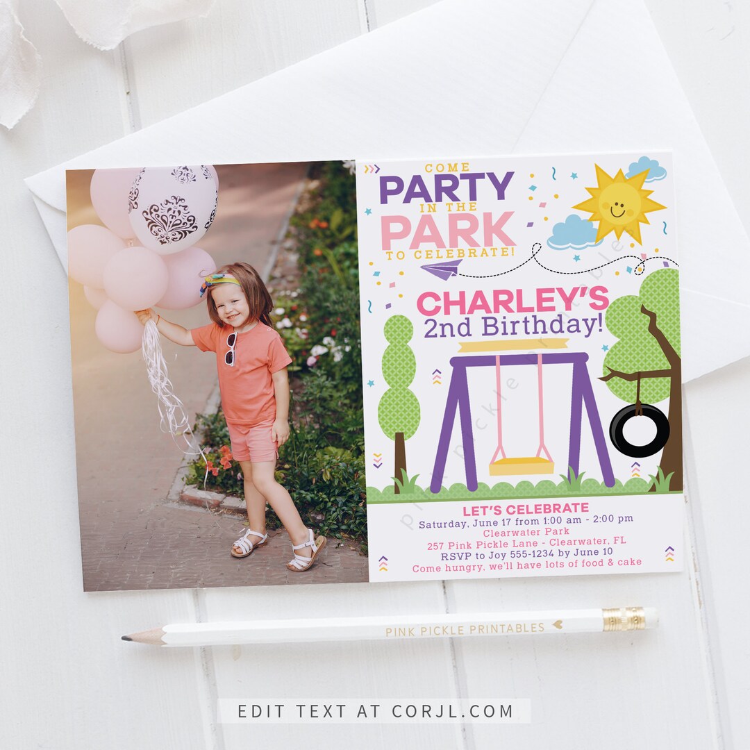Playground Birthday Invitation, Park Invitation, Park Party Invitation ...