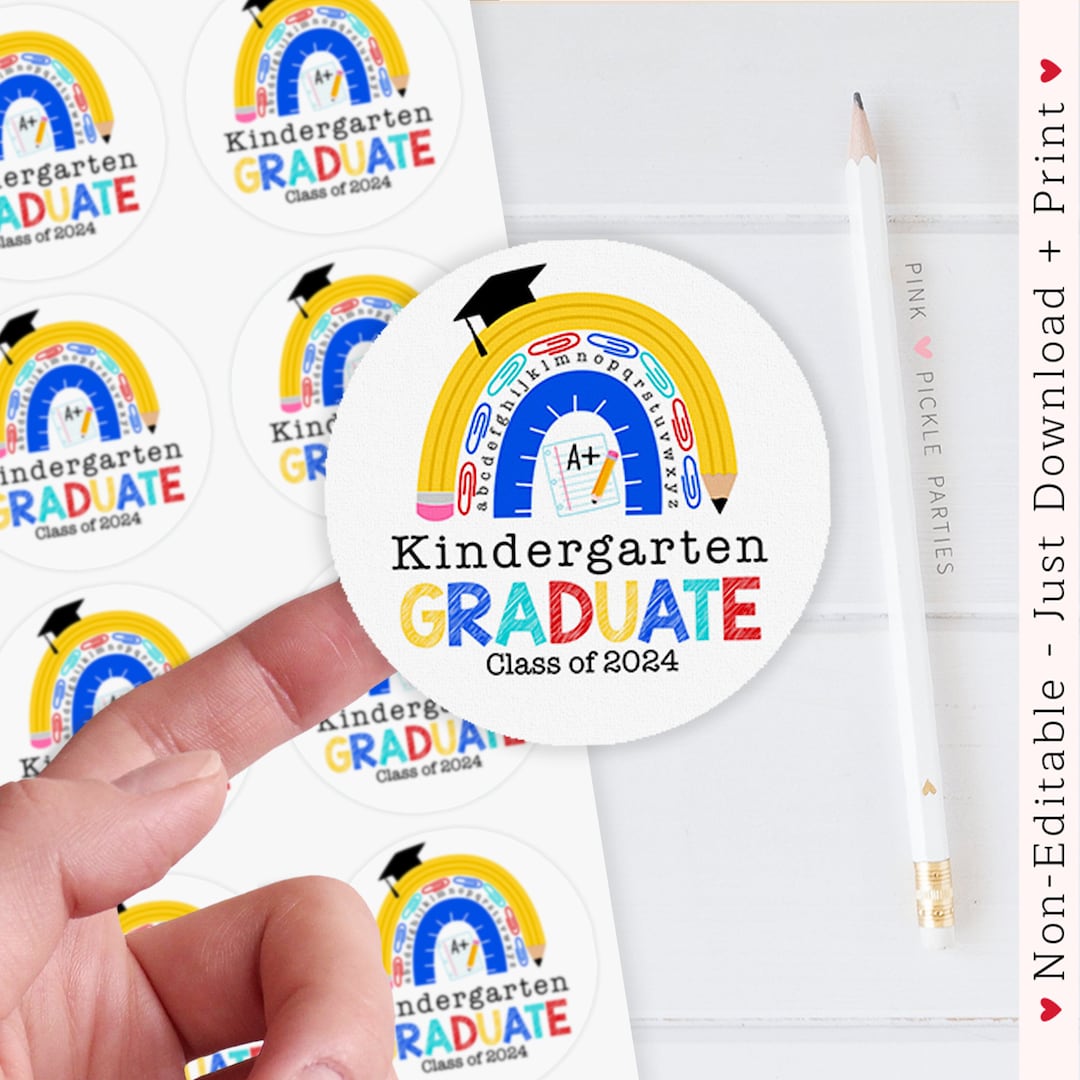Kindergarten Graduation Sticker, Graduation Favor Tags, Kindergarten ...