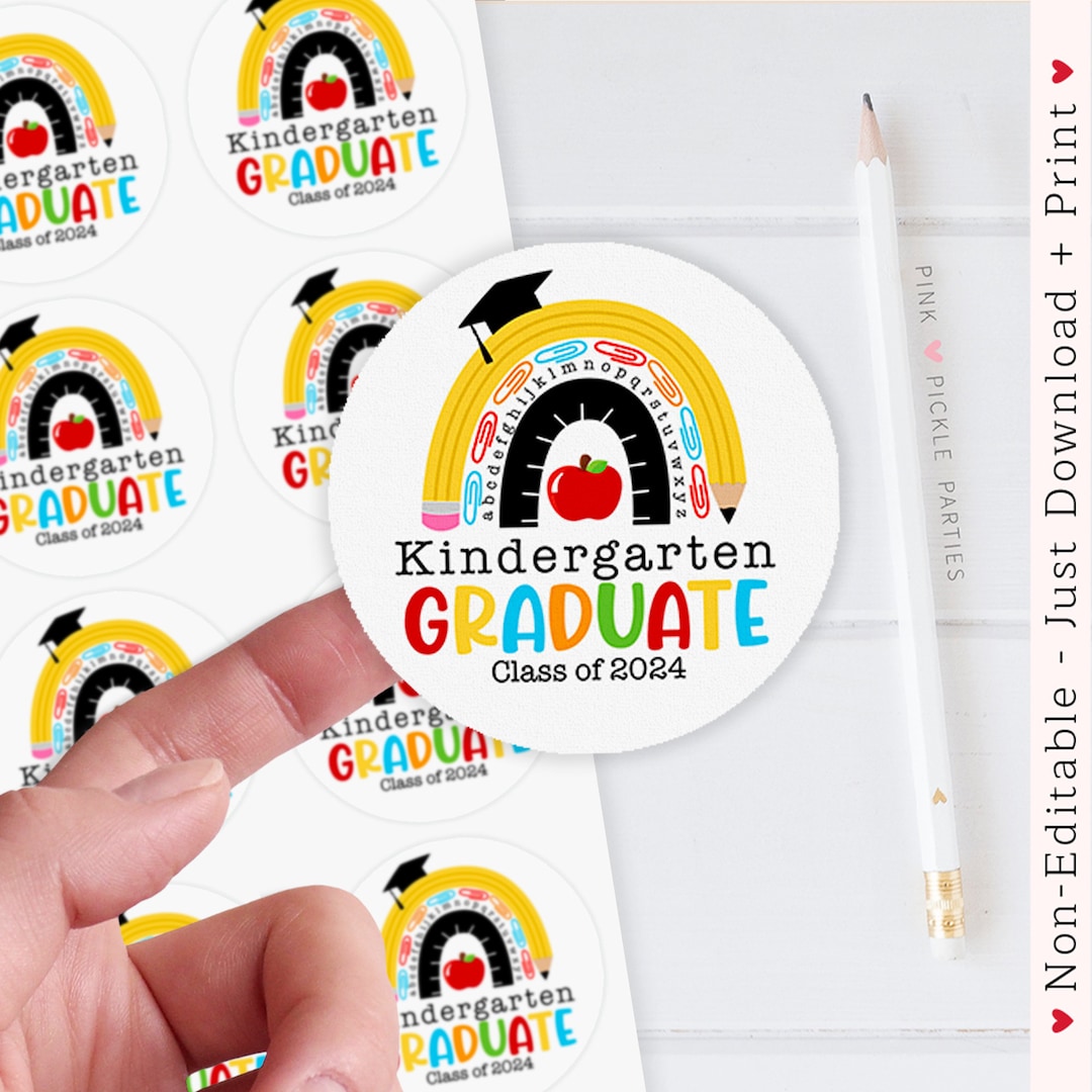 Kindergarten Graduation Sticker, Graduation Favor Tags, Kindergarten ...