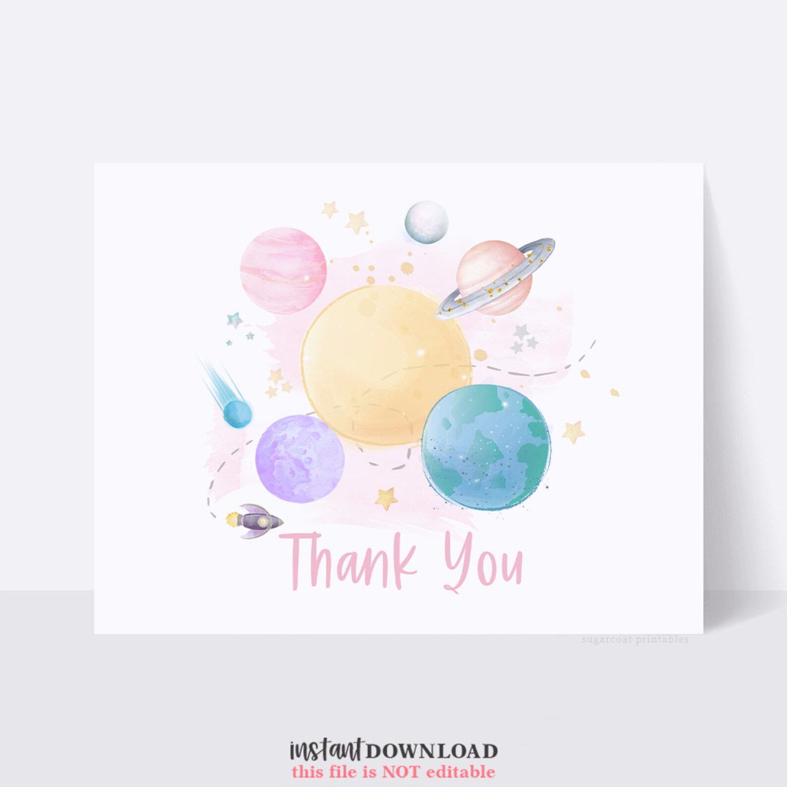 Printable Outer Space Thank You Note Card Printable First - Etsy