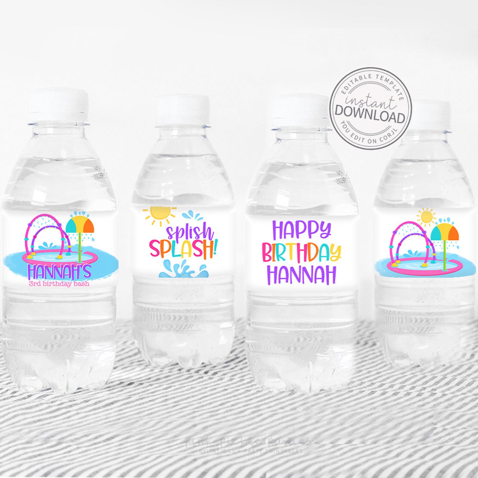 Splash Pad Water Bottle Labels, Splash Pad Printable Water Bottle ...