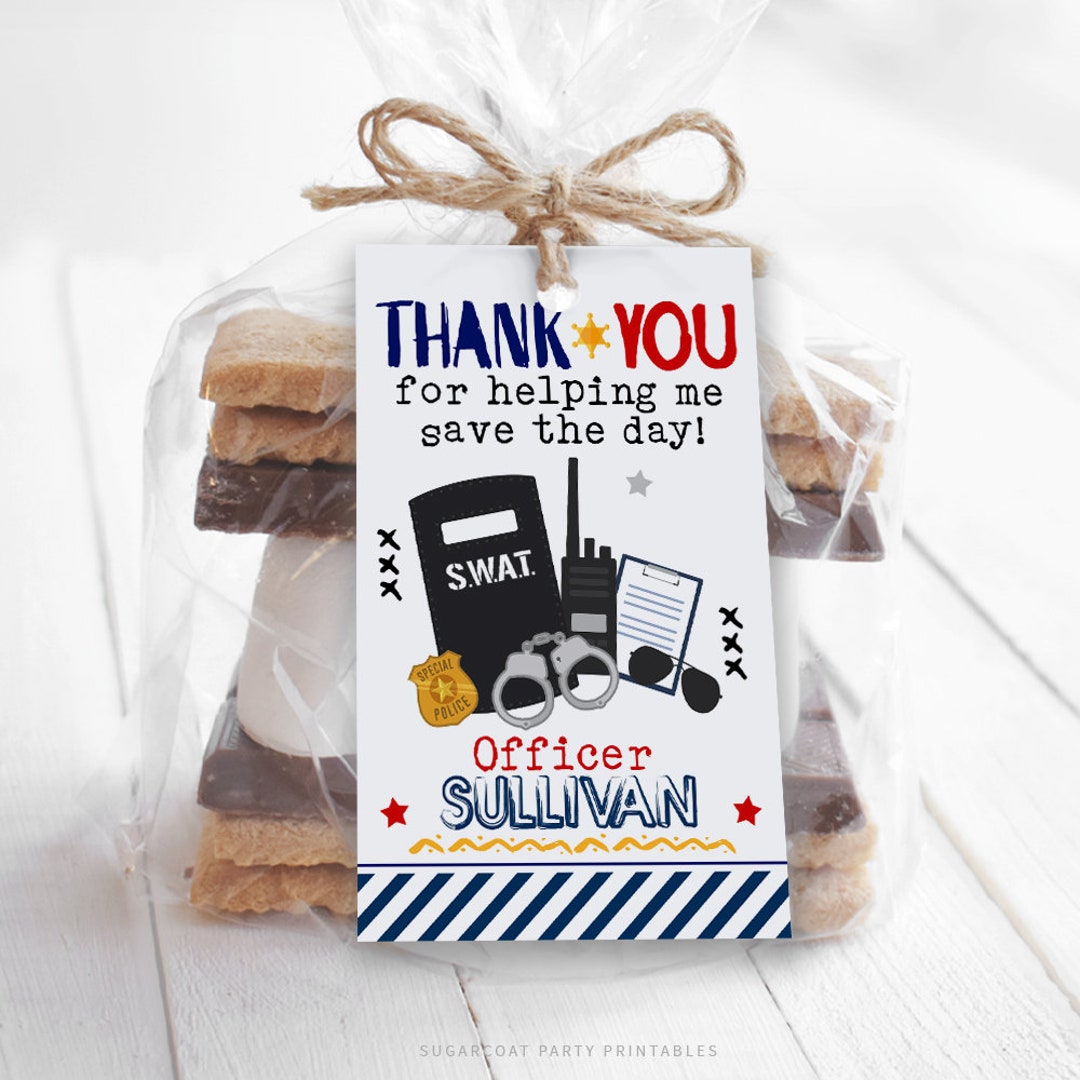 Editable Police SWAT Thank You Tag Printable, SWAT Favor Tag, Police ...