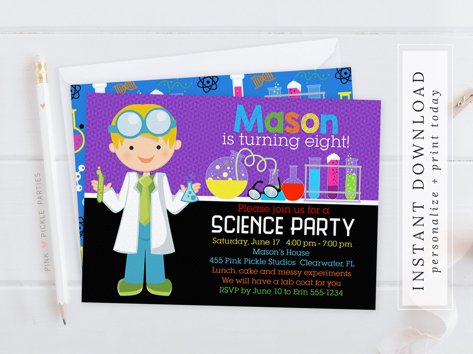 Science Invitation Science Invite Science Birthday Science - Etsy