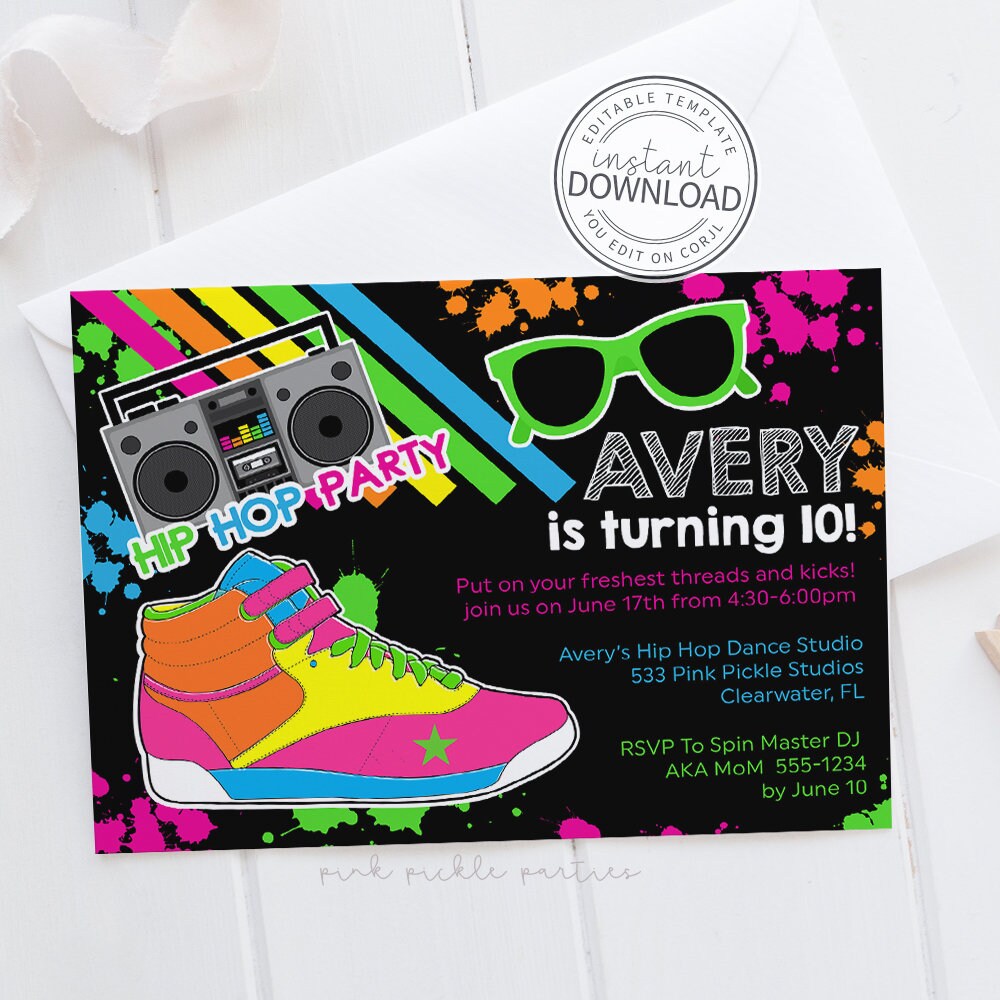 Hip Hop Invitation Hip Hop Party Dance Invitation Dance - Etsy México