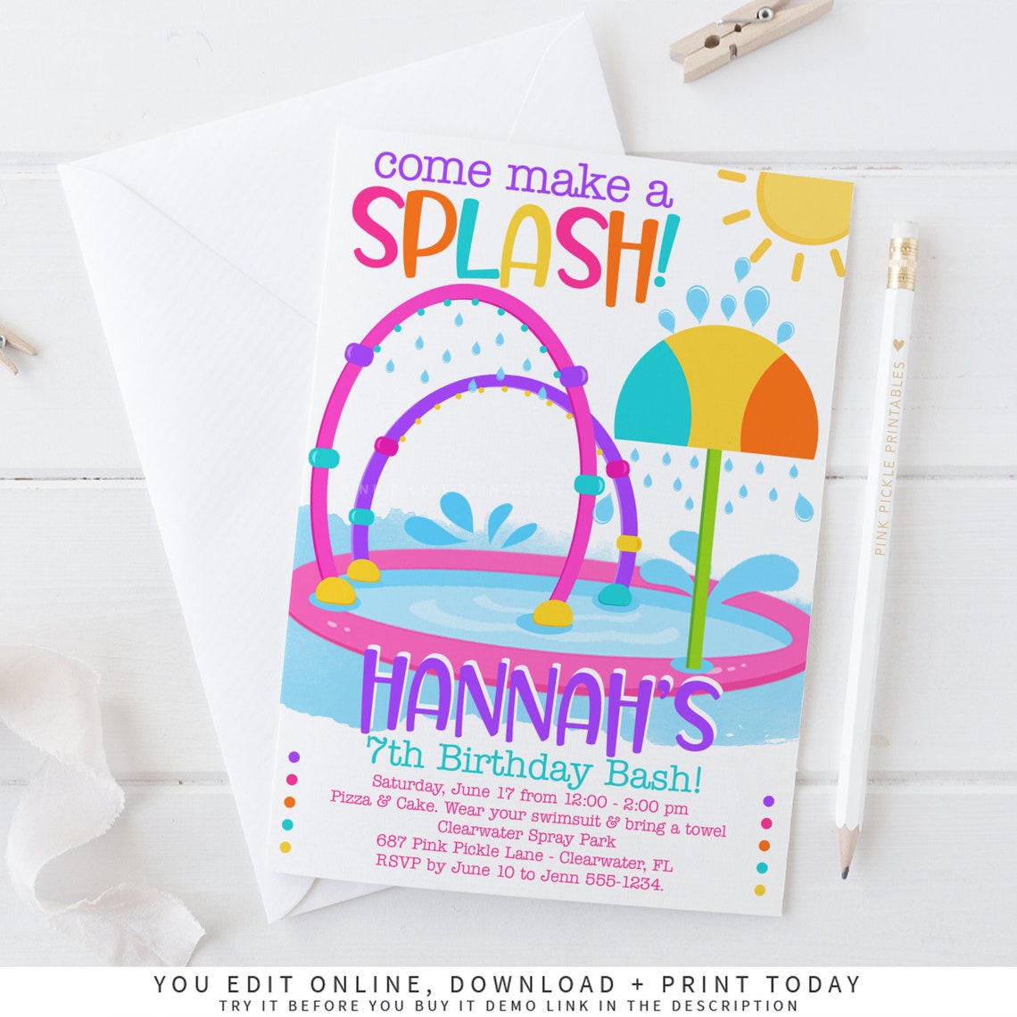 Splash Pad Birthday Invitation Splash Pad Party Splash Pad - Etsy