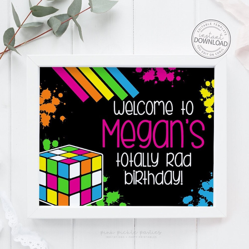 Editable 80s Theme Party Sign 80s Birthday Party Sign 1980s | Etsy
