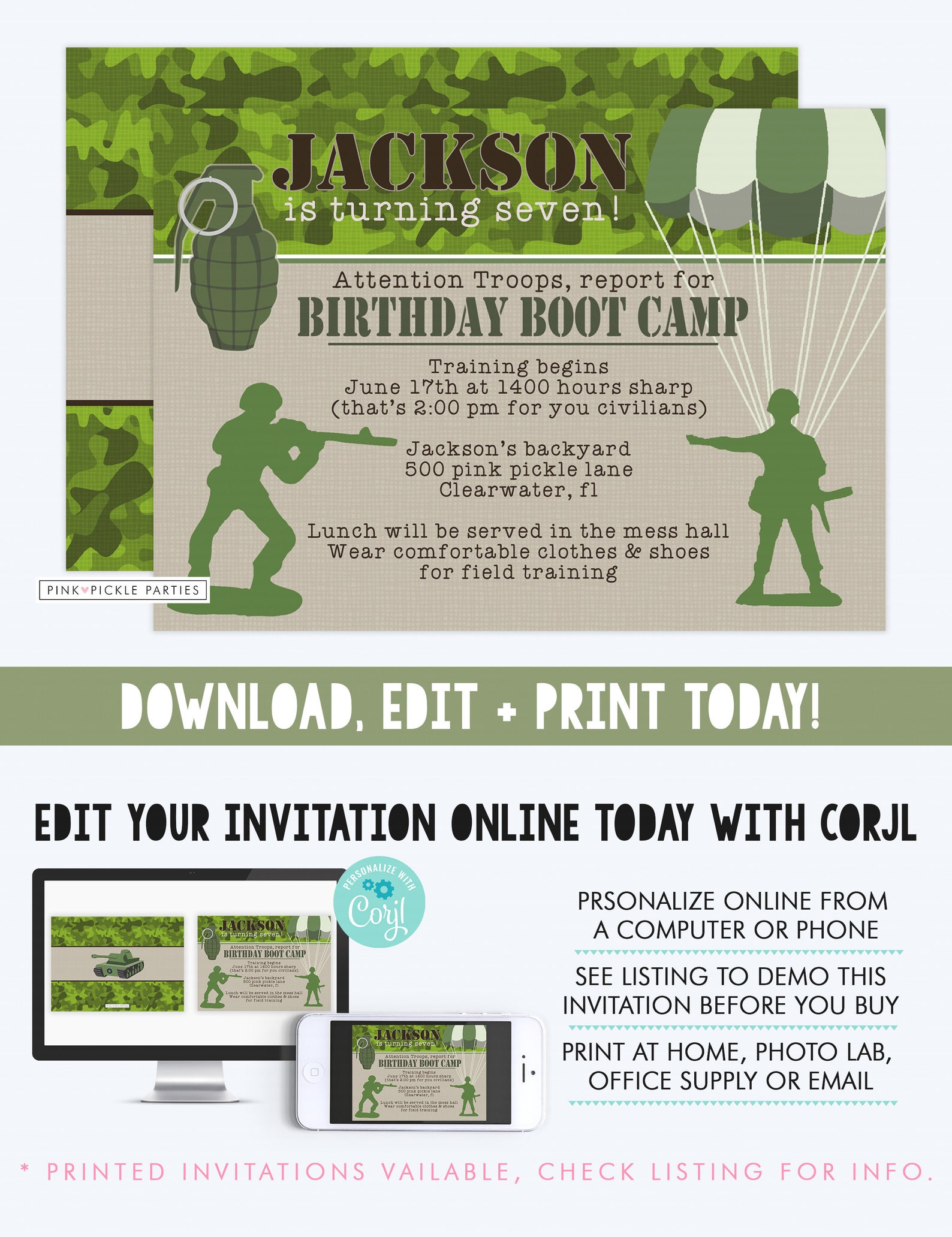 Boot Camp Invitation Army Invitations Military Invitations | Etsy