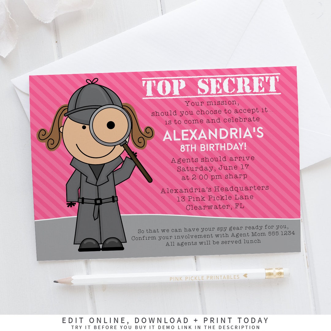 Spy Invitation, Spy Party, Spy Party Invitation , Spy Invites ...
