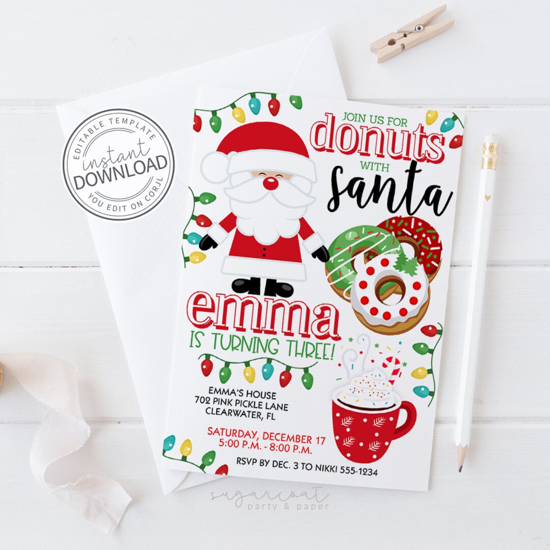 Donuts With Santa Invitation Breakfast With Santa Invitation - Etsy