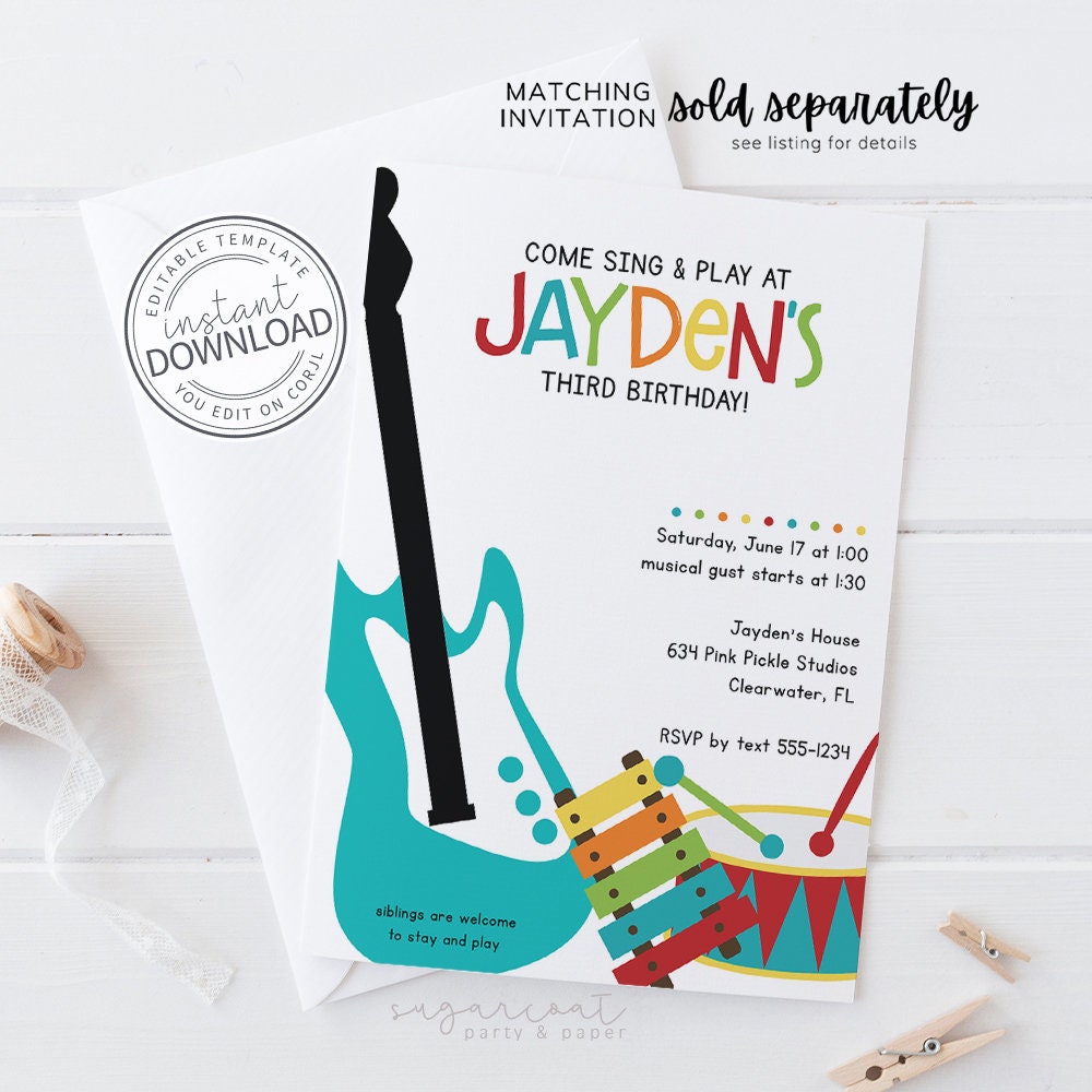 Invitación de cumpleaños de música Invitación de música - Etsy México