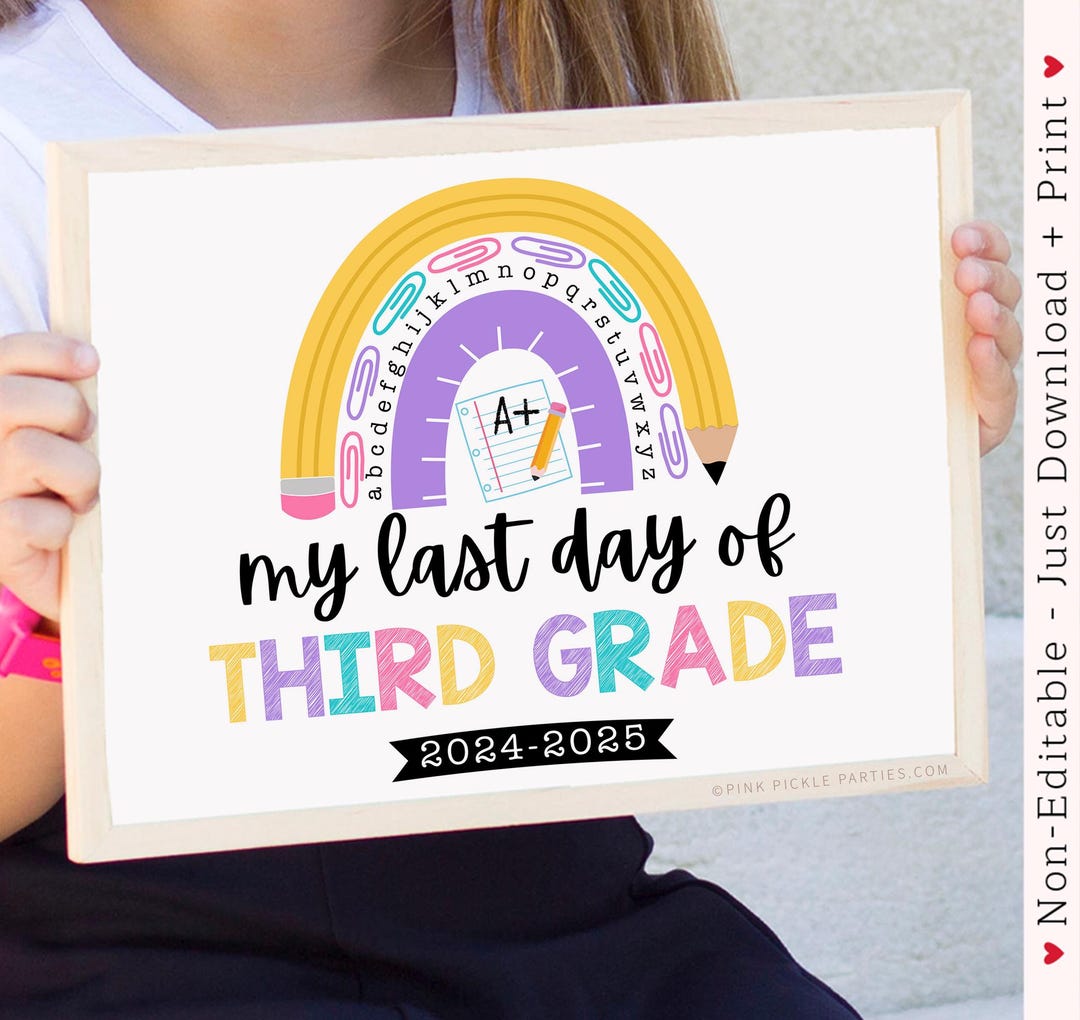 Last Day of 3rd Grade Sign, Third Grade Graduation Sign, Printable Last ...