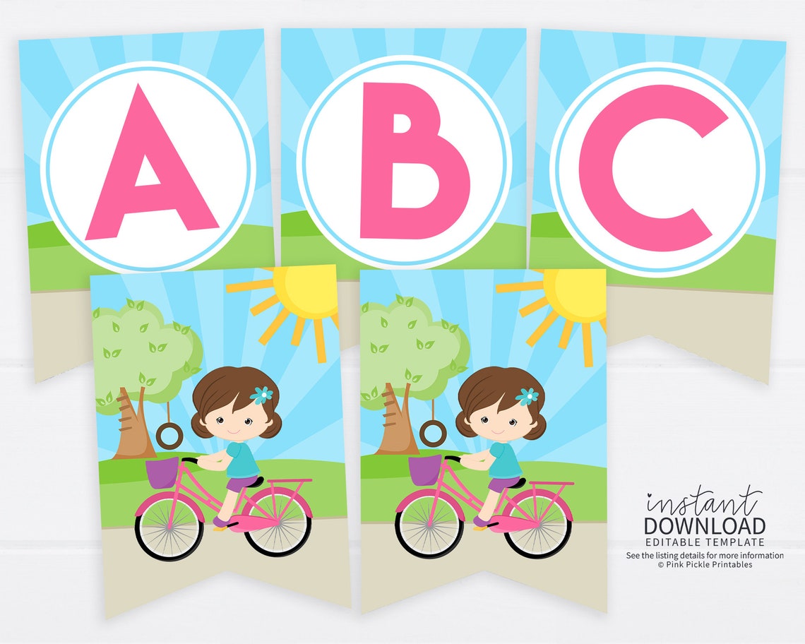 Bicycle Birthday Banner Bicycle Party Banner Printable Bike | Etsy
