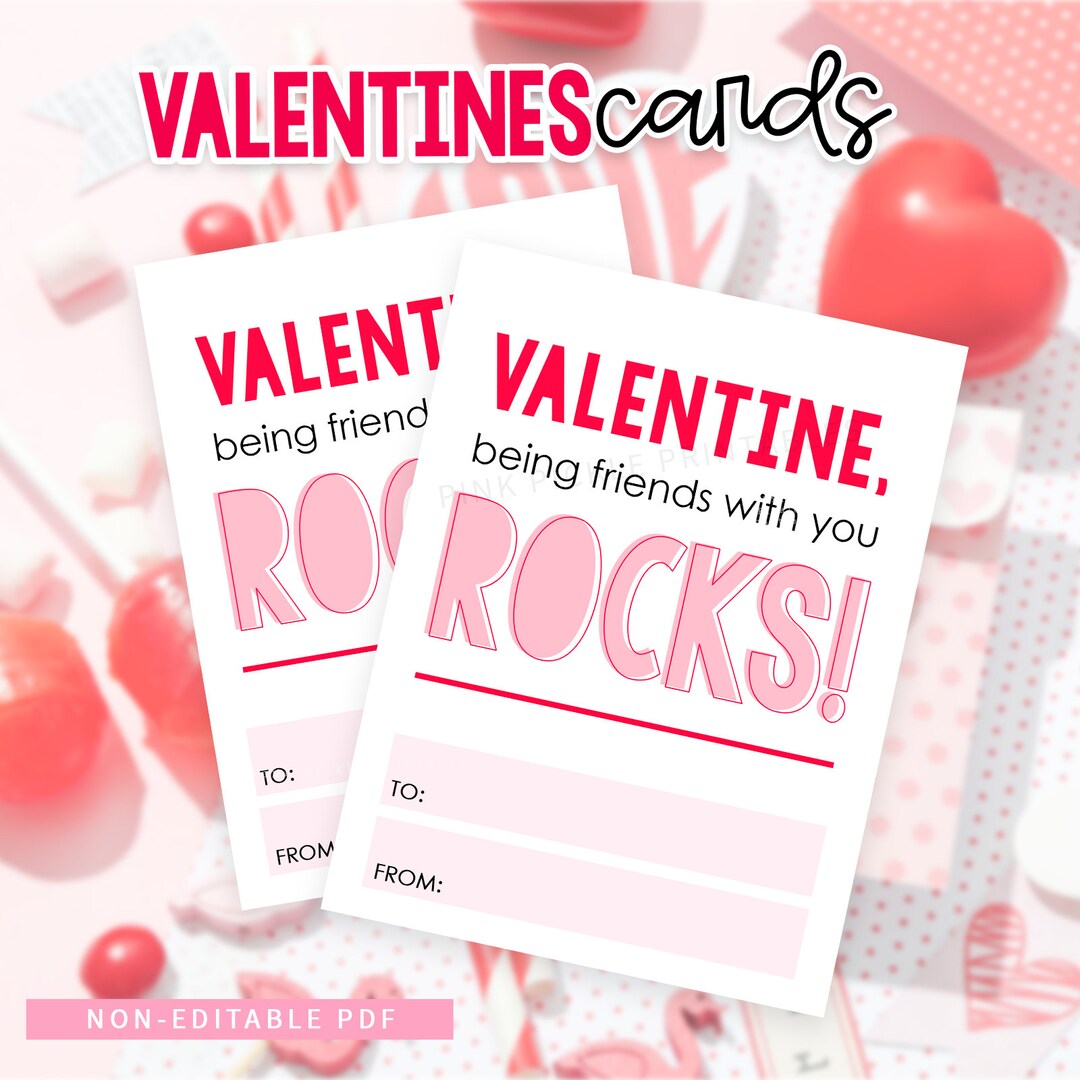You Rock Valentine's Day Cards for Kids. Friends Rock Classroom ...