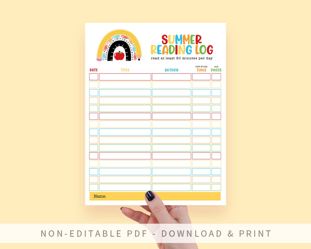 Printable School Rainbow Reading Log, Kids Reading Log, Book Tracker ...