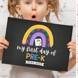 First Day of School Sign Printable, Printable First Day of Pre K Sign ...