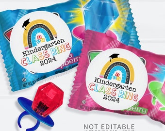 Printable Class Ring Stickers for Ring Pop, Kindergarten Class Ring ...