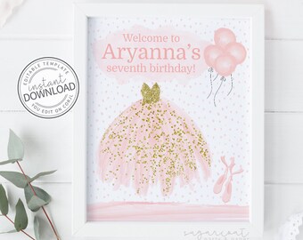 Editable 8x10 Ballerina Sign Template Ballerina - Etsy