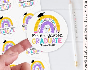 Kindergarten Graduation Sticker, Graduation Favor Tags, Kindergarten ...