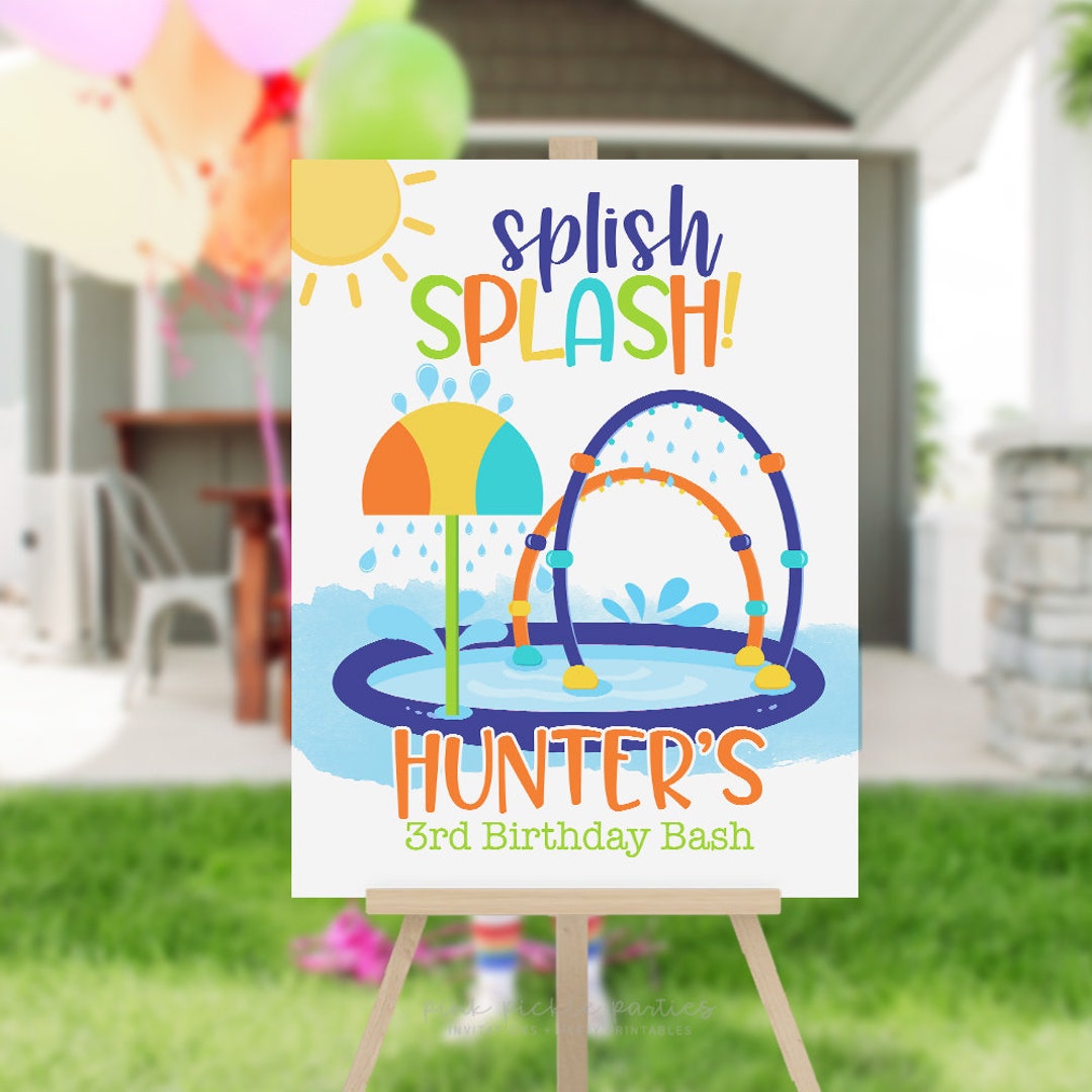 Editable Splash Pad Party Sign, Splash Pad Party Sign, Water Park Party ...