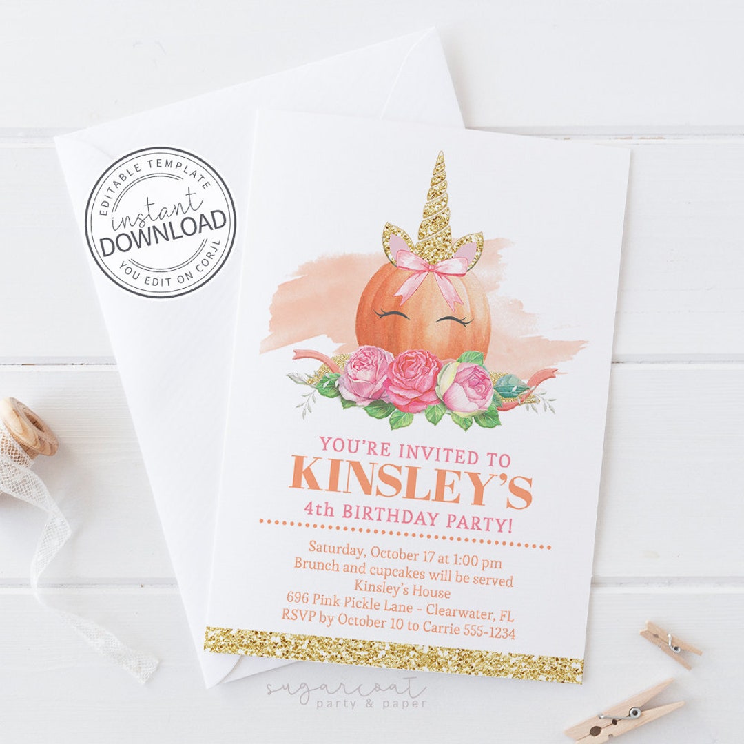 Editable Pumpkin Invitation Pumpkin Party Invite Pumpkin - Etsy