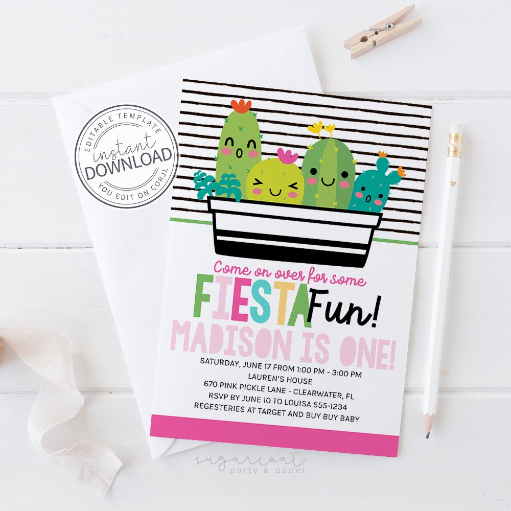 Cactus Invitation, Fiesta Invitation, Mexican Invitation, Succulent ...