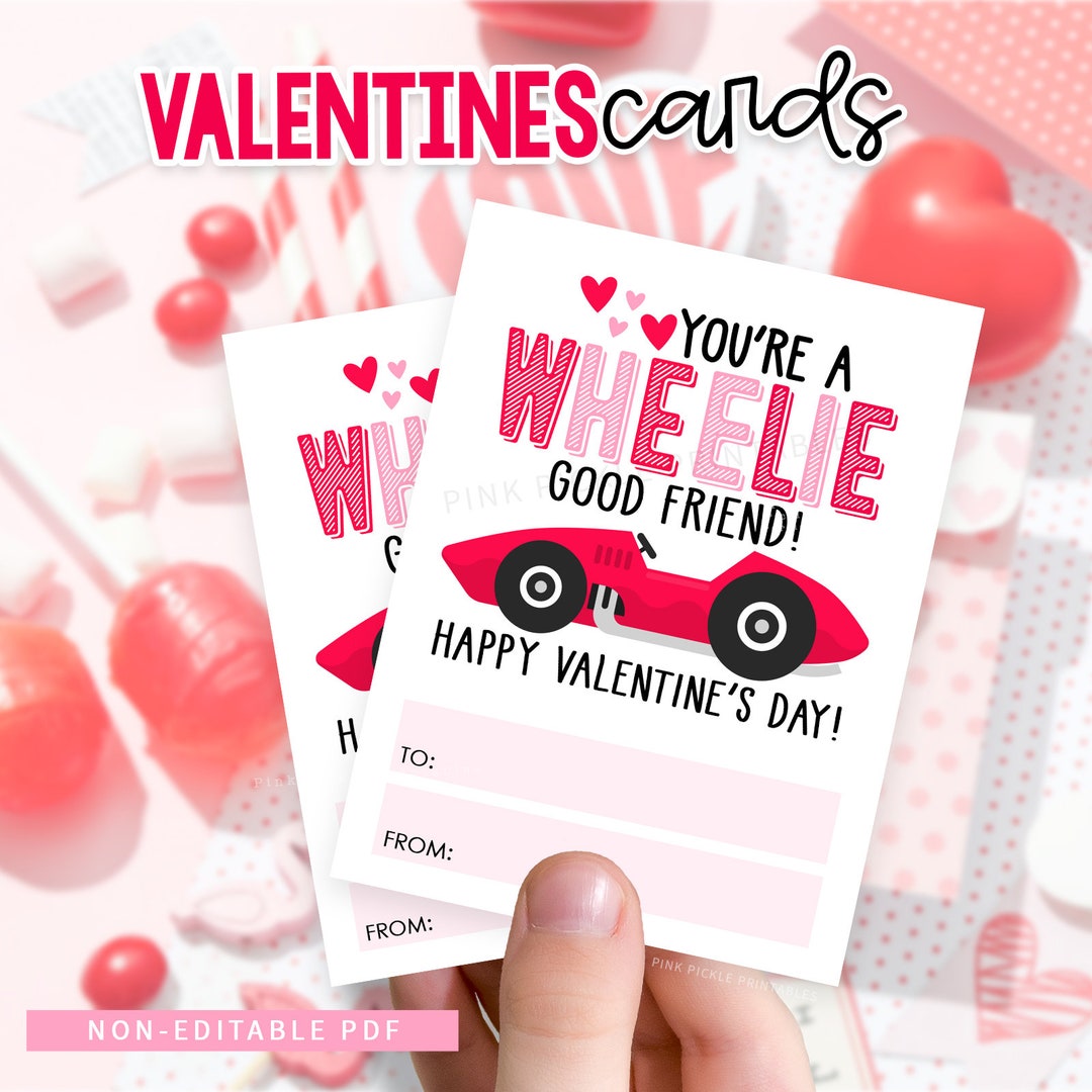 Wheelie Valentine's Day Cards for Kids. Racecar Valentine Classroom ...