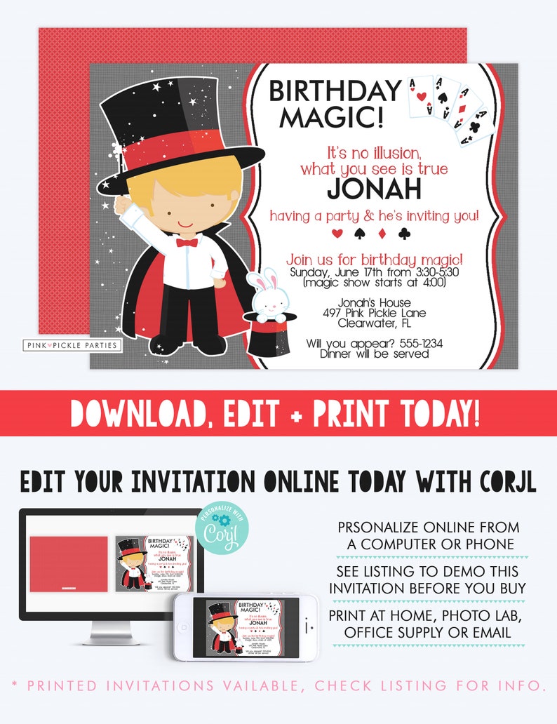 Magic Invitation Magic Birthday Party Magic Party | Etsy