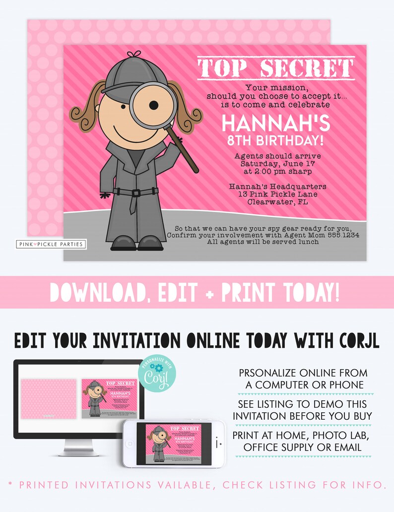 Spy Invitation Spy Party Spy Party Invitation Spy Invites | Etsy
