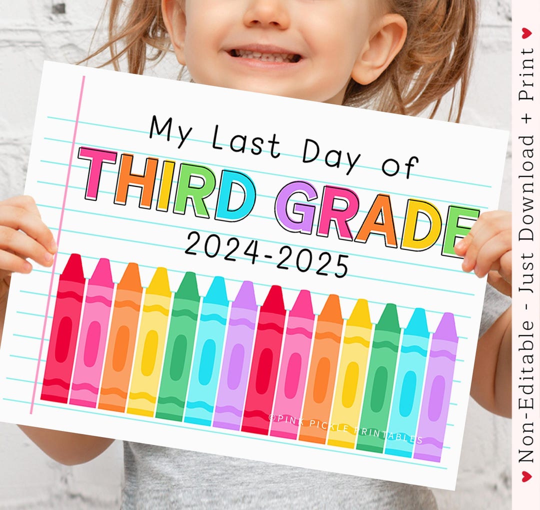 Last Day of 3rd Grade Sign, Third Grade Graduation Sign, Printable Last ...