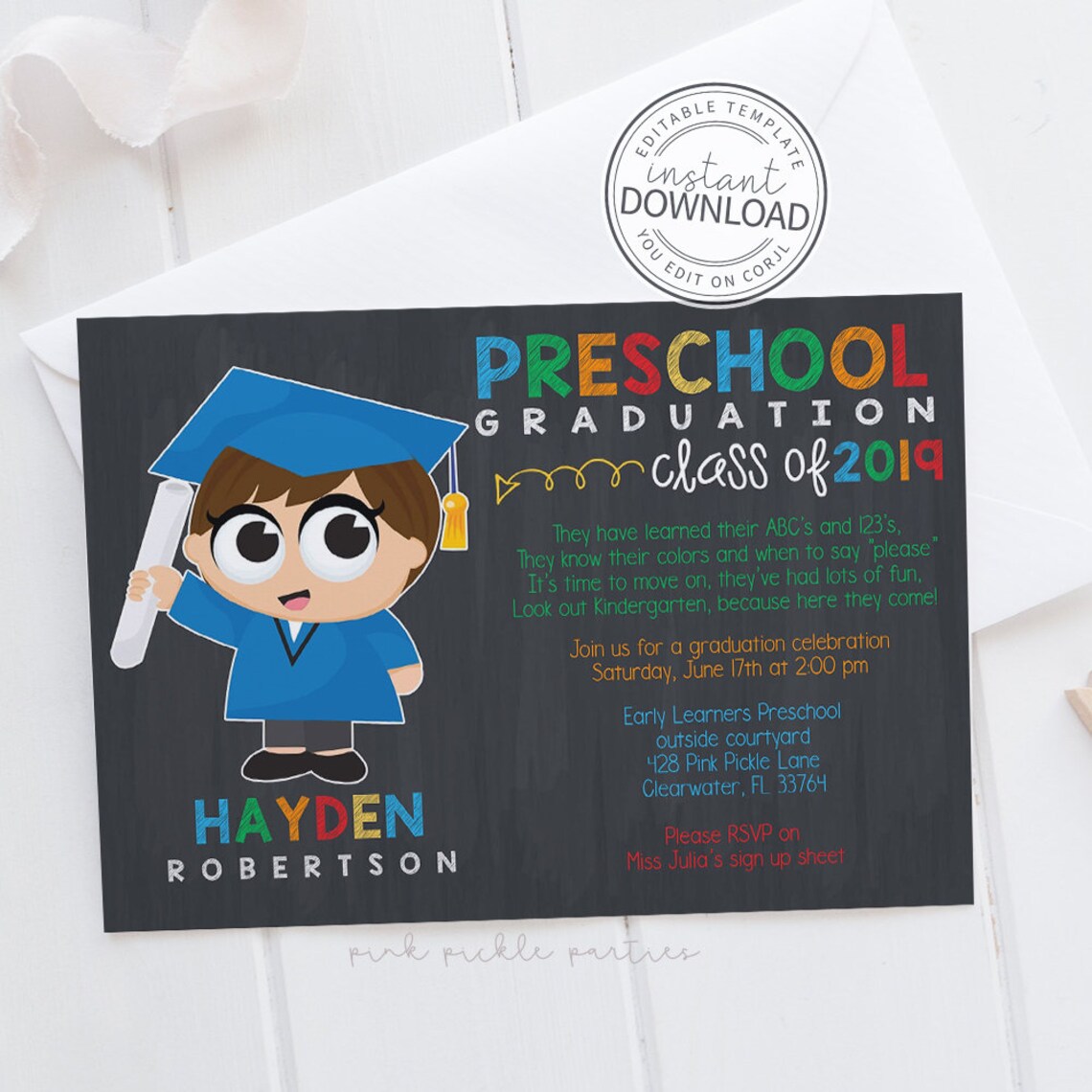 Preschool Graduation Invitation Kindergarten Graduation - Etsy