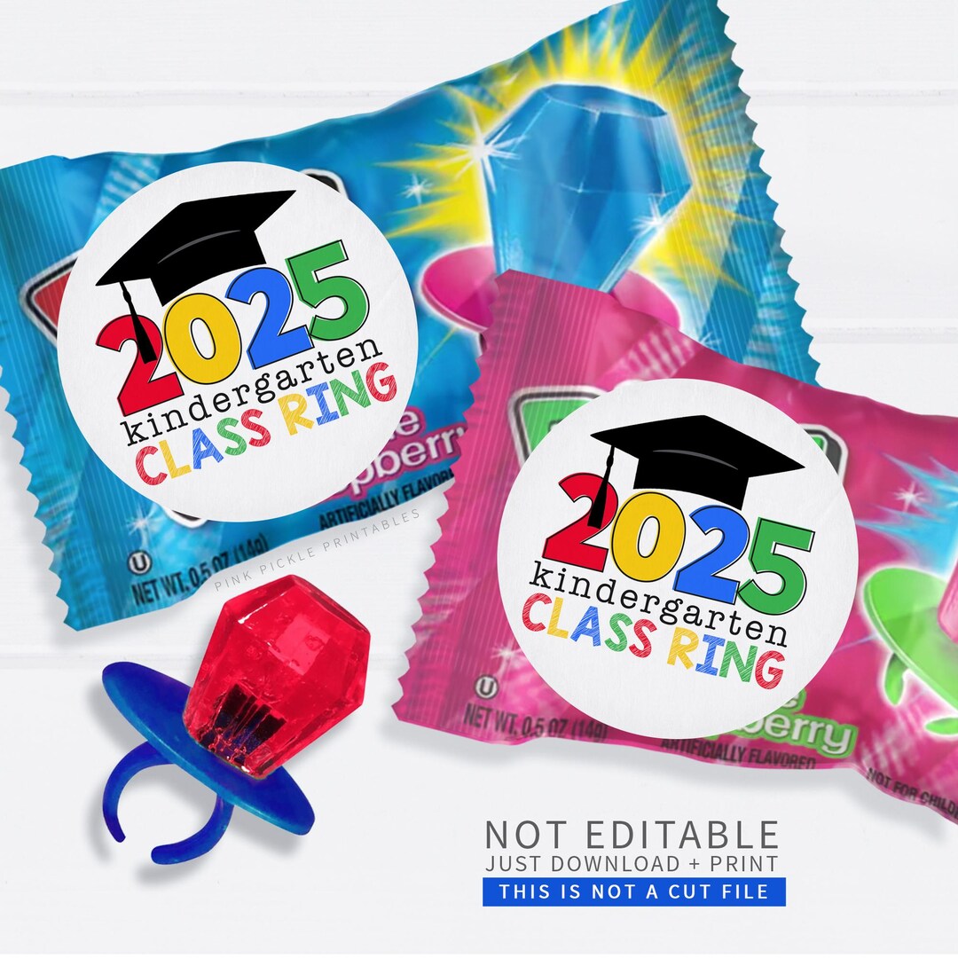 Printable Class Ring Stickers for Ring Pop, Kindergarten Class Ring ...