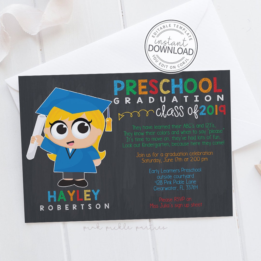 Preschool Graduation Invitation Kindergarten Graduation - Etsy