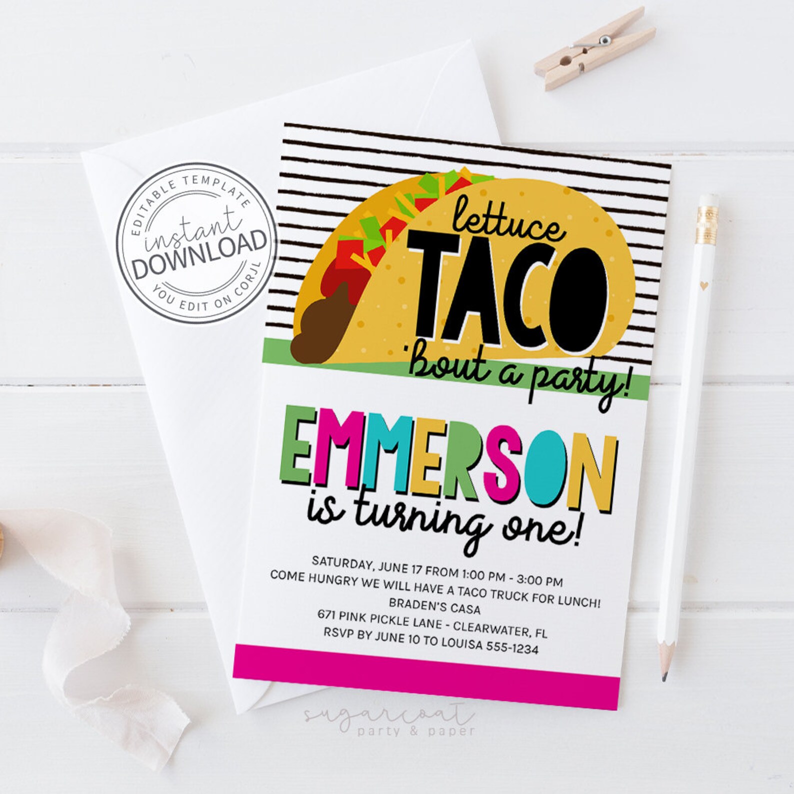 Taco Invitation Fiesta Invitation Mexican Invitation Taco | Etsy
