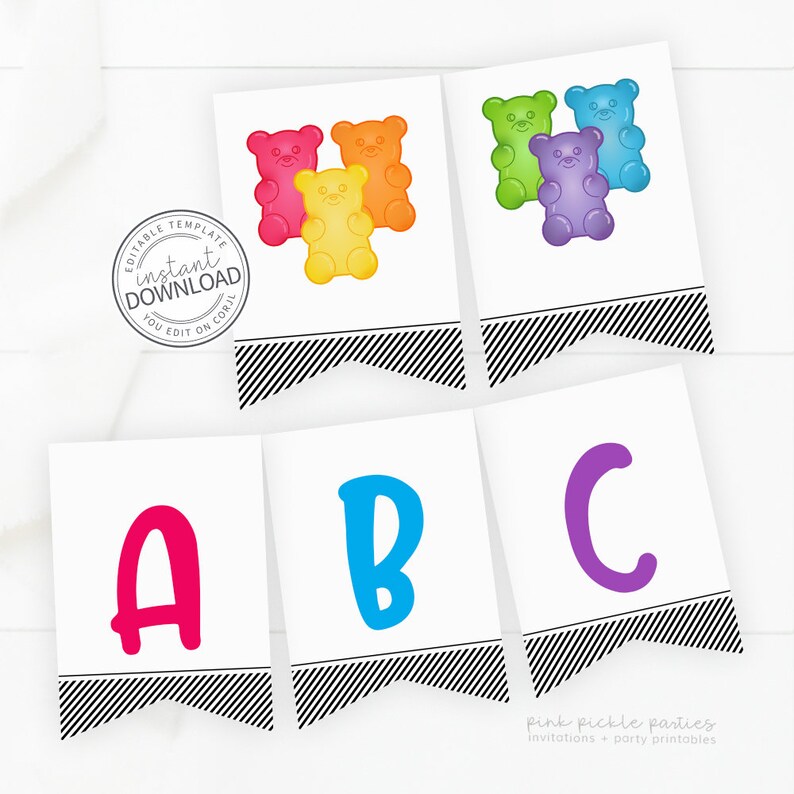 Editable Gummy Bear Birthday Banner Gummy Bear Party - Etsy