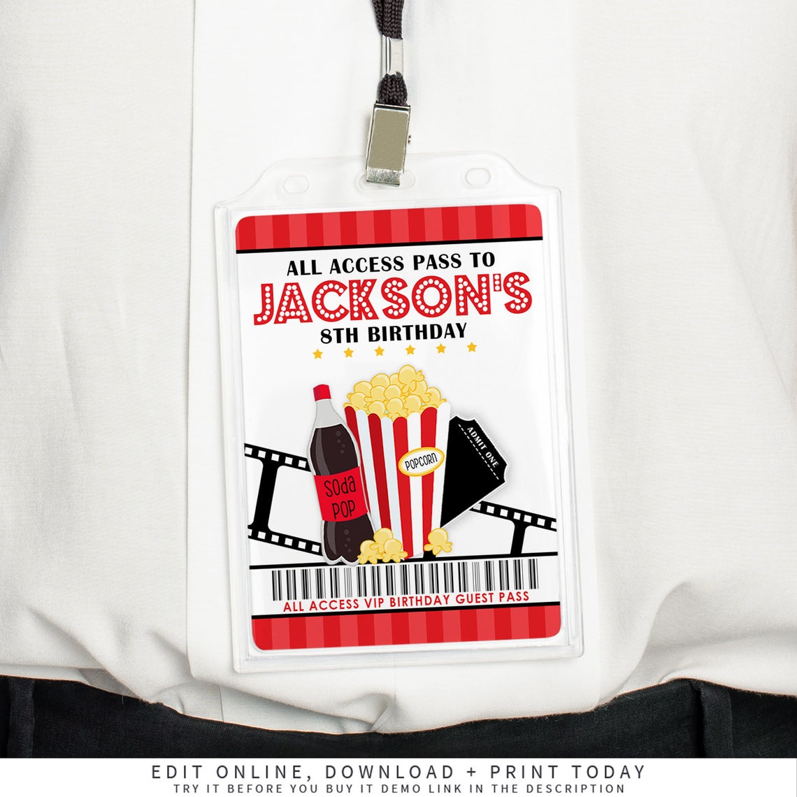 VIP Pass Movie Night Party Favors VIP All Access Pass - Etsy
