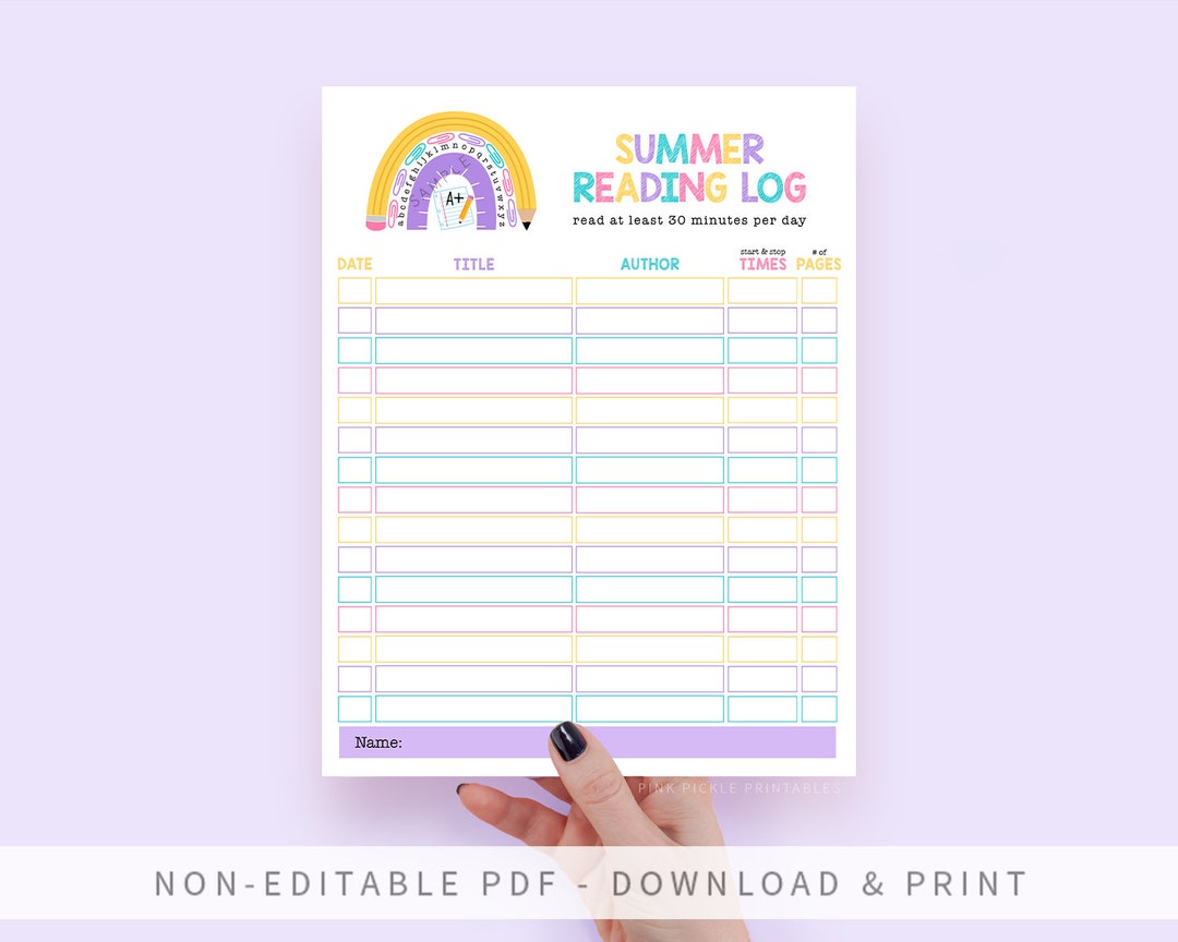 Printable School Rainbow Reading Log, Kids Reading Log, Book Tracker ...
