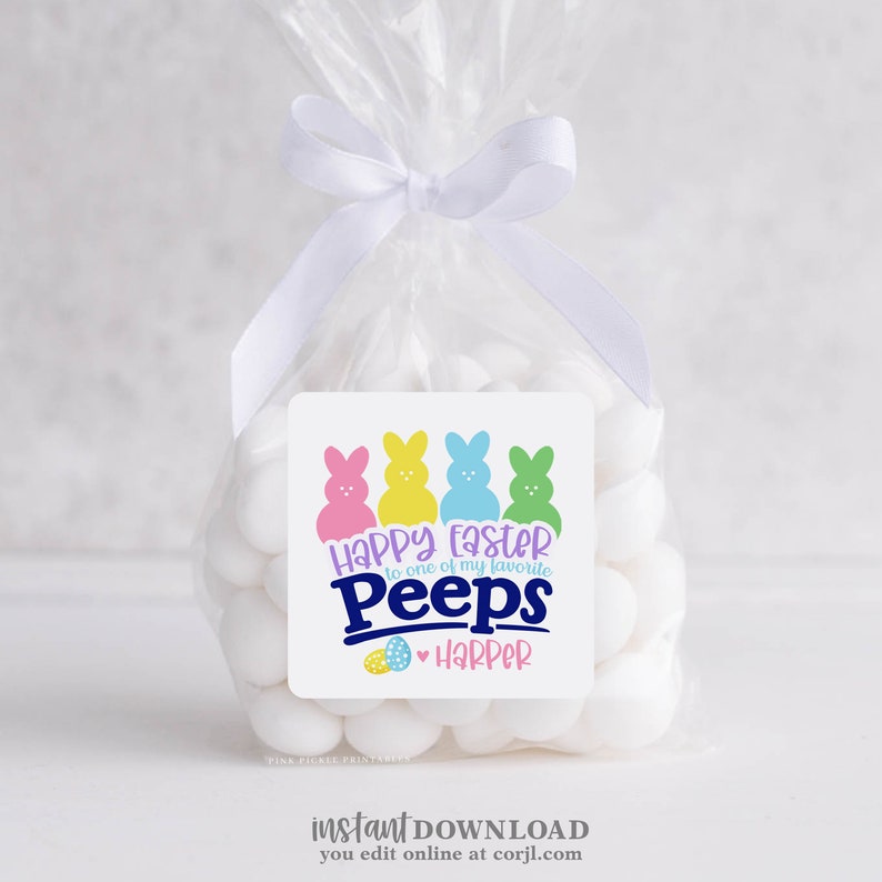 Editable Easter Tags, Easter Peeps Tags, Printable Easter Basket Tag ...