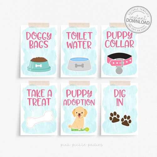 Puppy Pawty Editable Signage Dog Theme Party Signs Dog | Etsy