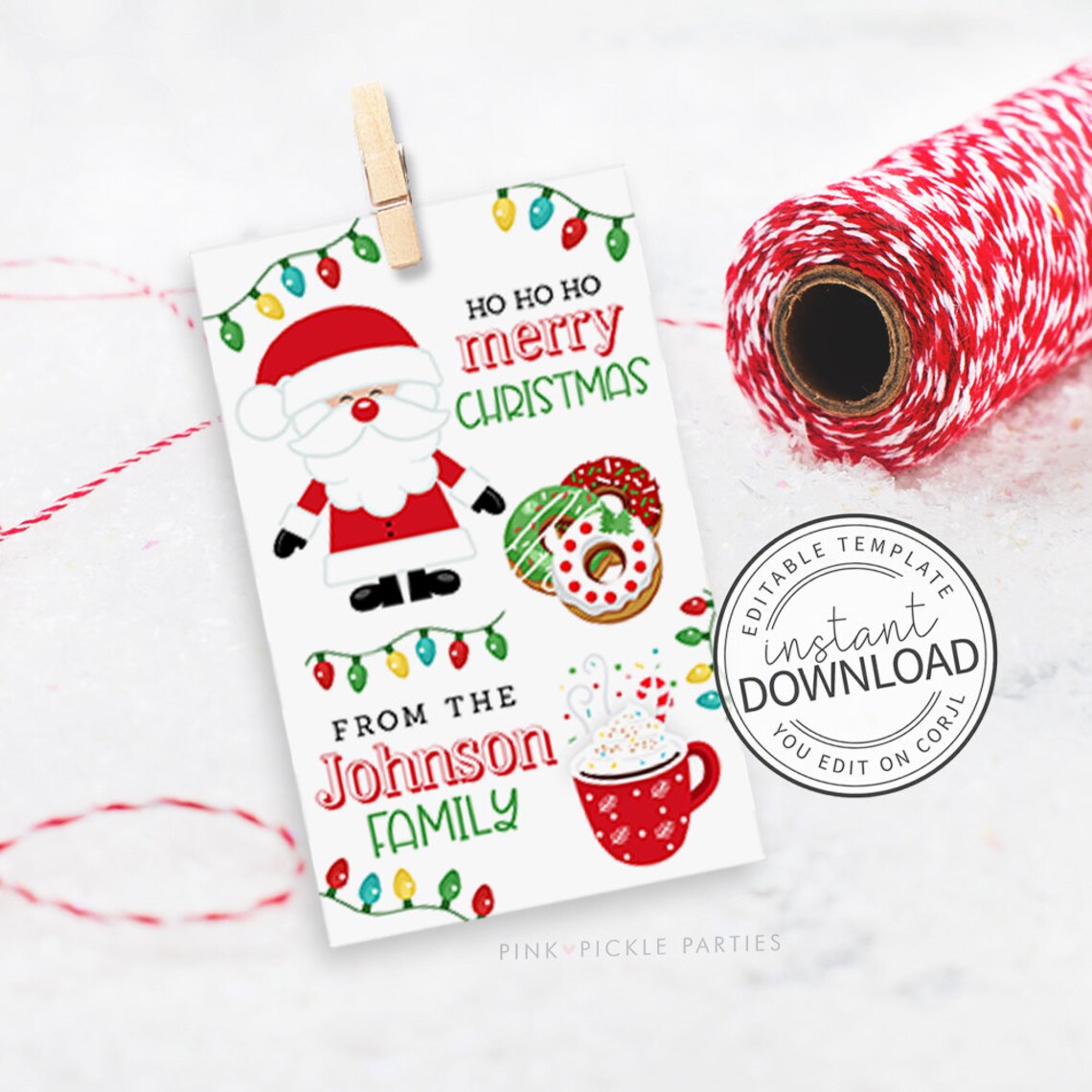 Editable Christmas Gift Tags Donuts With Santa Gift Tags - Etsy