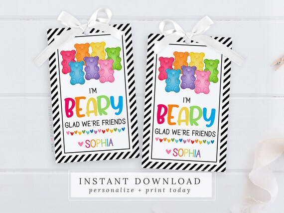 Gummy Bear Favor Tag Gummy Bear Thank You Tag Candy Tag | Etsy