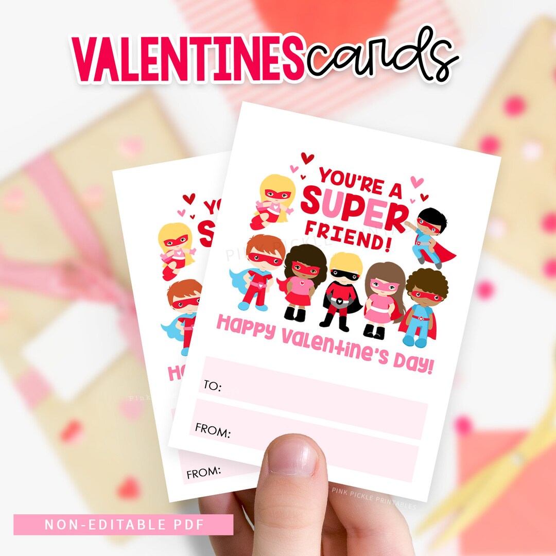 Superhero Valentine's Day Cards for Kids. Printable Super Hero ...