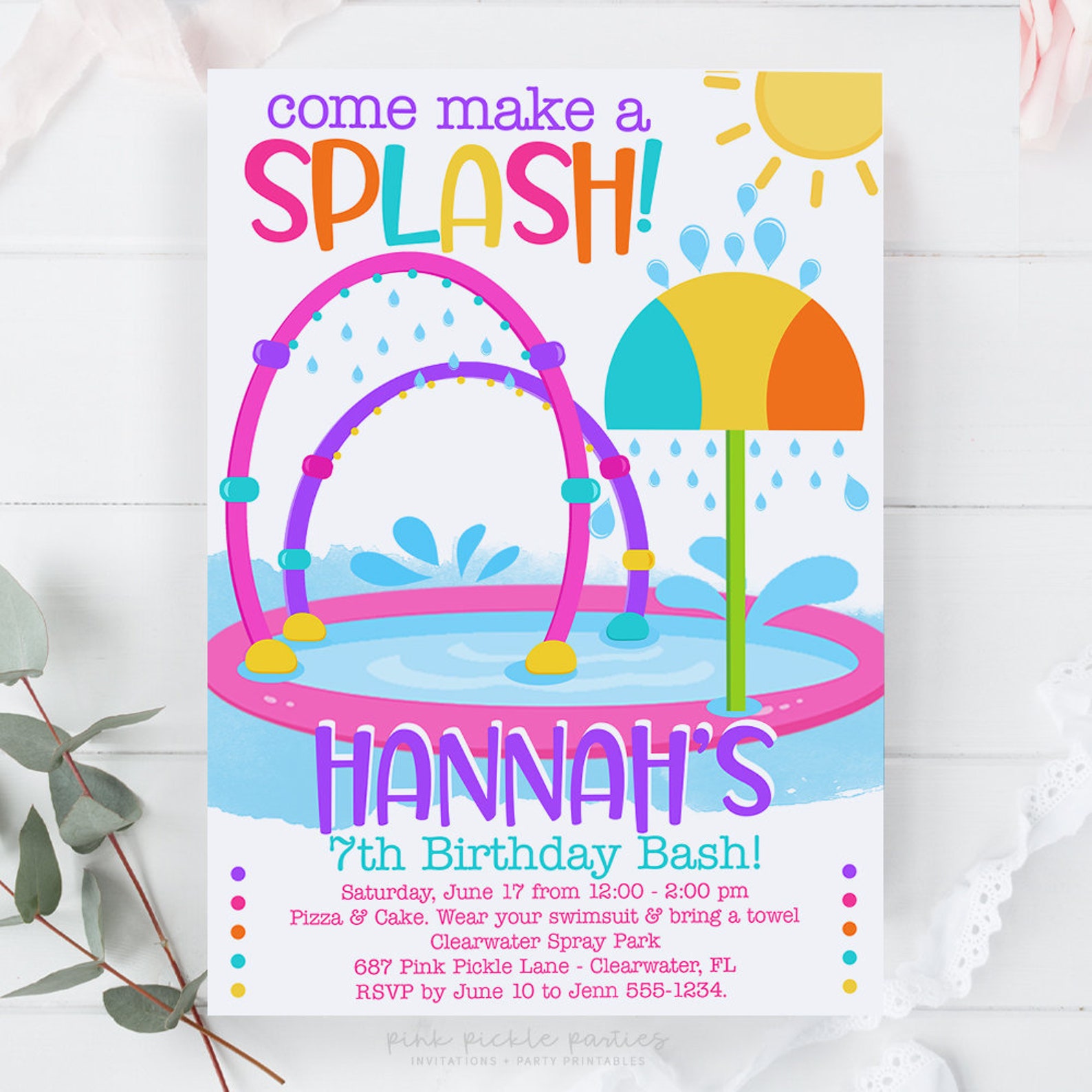 Splash Pad Birthday Invitation Splash Pad Party Splash Pad - Etsy