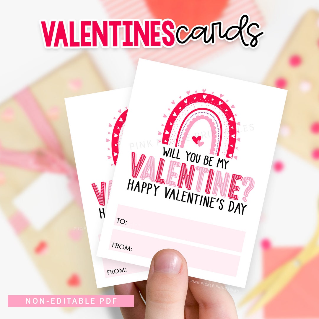 Rainbow Valentine's Day Cards for Kids. Valentine Rainbow Classroom ...